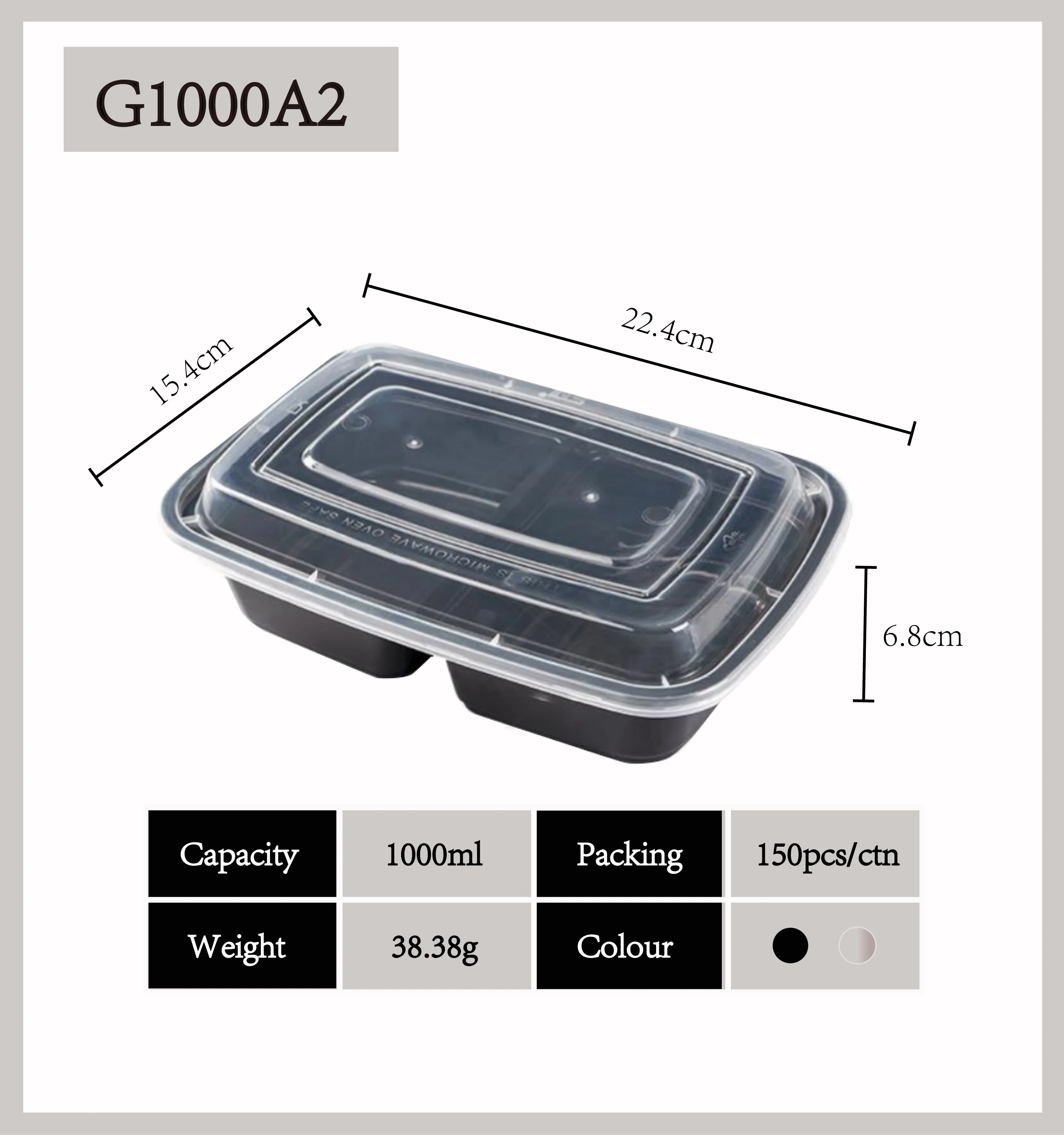 2 Compartment Takeaway Microwavable Plastic Disposable Bento Food ...