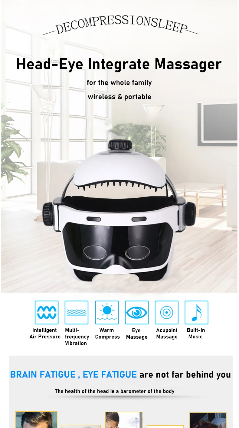 Rechargeable Wireless Head Eye Scalp Massager Build-in Music Human Nape ...