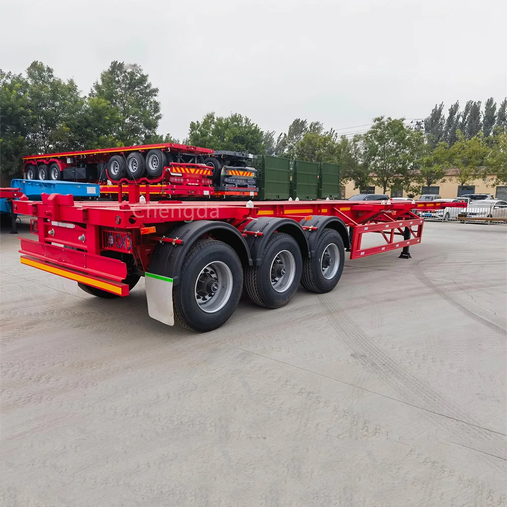 3axles 20ft 40ft Frame Shipping Chassis Skeletal Skeleton Semi Trailer 40ft Container Trailer ...