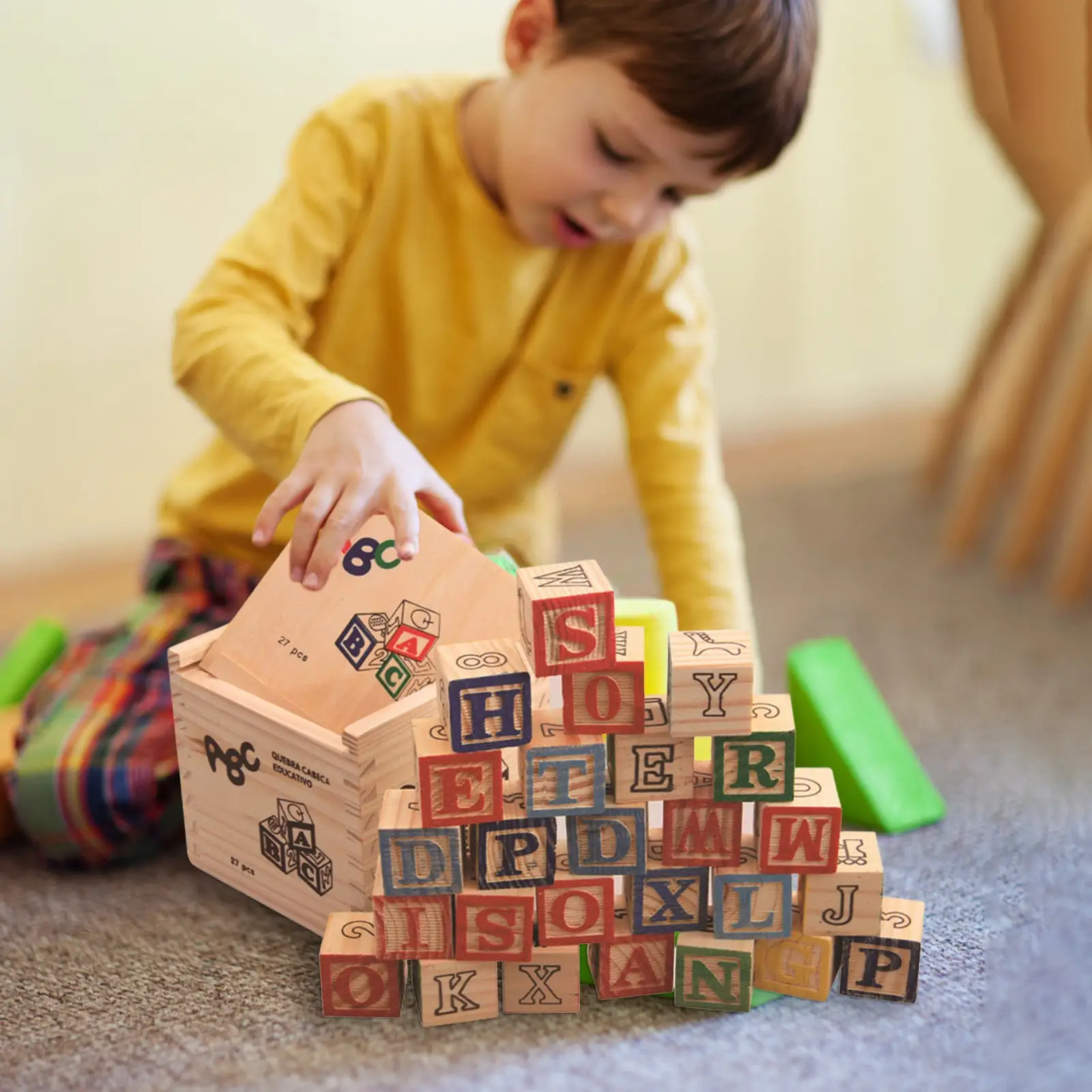 27pcs Number Blocks Montessori Abc Blocks As Stacking Building Sorting ...