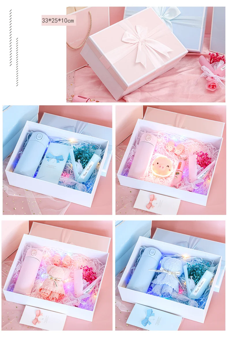 Hwl Cardboard Packaging Boxes Custom Blue Pink Base And Lid Gift ...