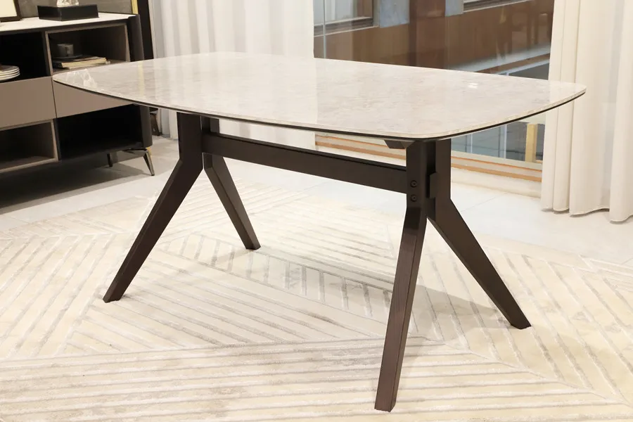 Modern Ceramic Top Dining Table White Rectangle Dining Table Designs ...