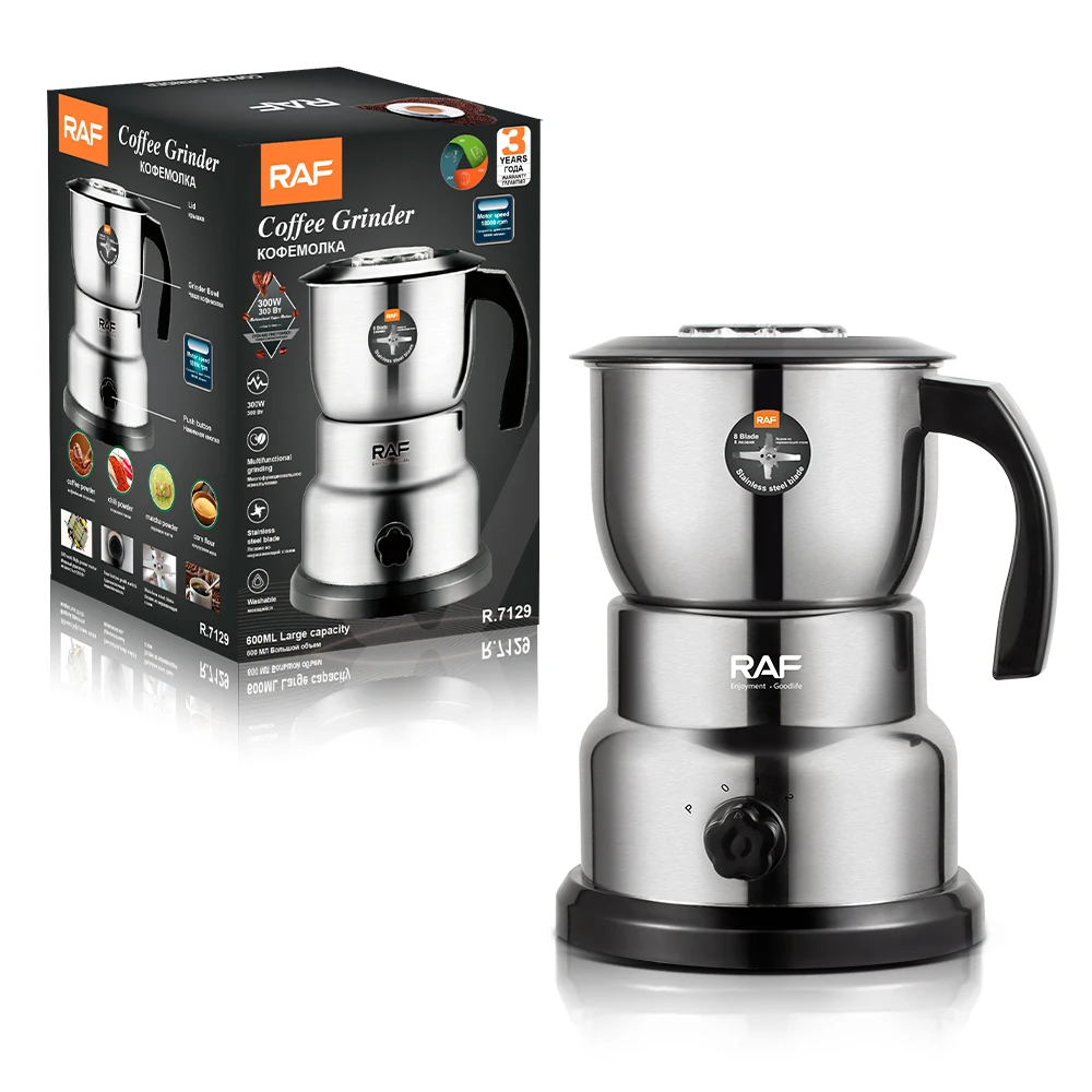 RAF Stainless Steel Coffee Grinder - 4 Blades & Touch Control