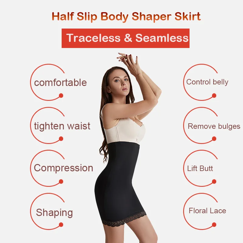 Seamless Women Solid Color Dress Abdominal Compression Shapewear Sexy ...