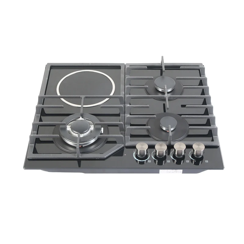 Modern Kitchen Built In 4 Burner Glass Panel Gas And Electric Mixed Hob ...