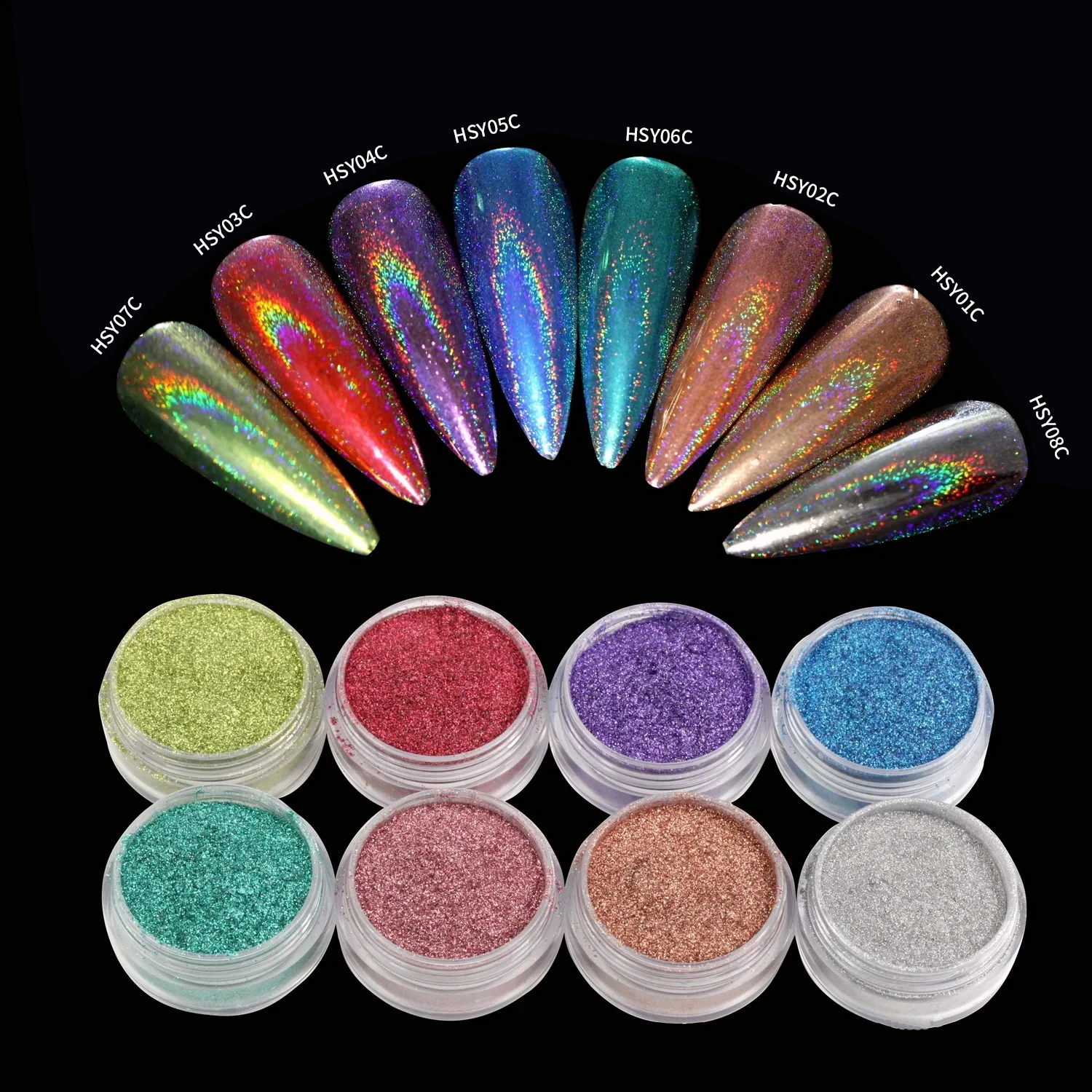 Top Grade Magic Metallic Nail Art Holographic Fine Mirror Nail Powder ...