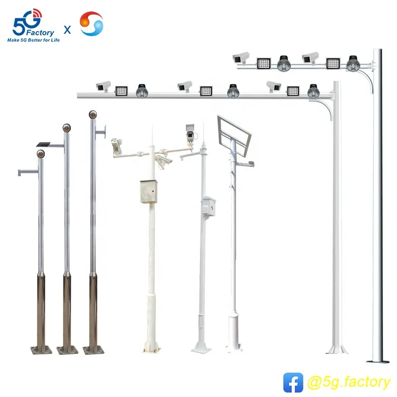Smart Street Light Pole Galvanized Steel Light Pole With Powder Coating ...