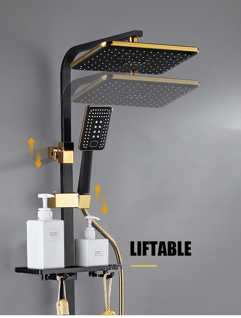 Luxury Brass Rose Gold Digital Wall Mounted Shower Set