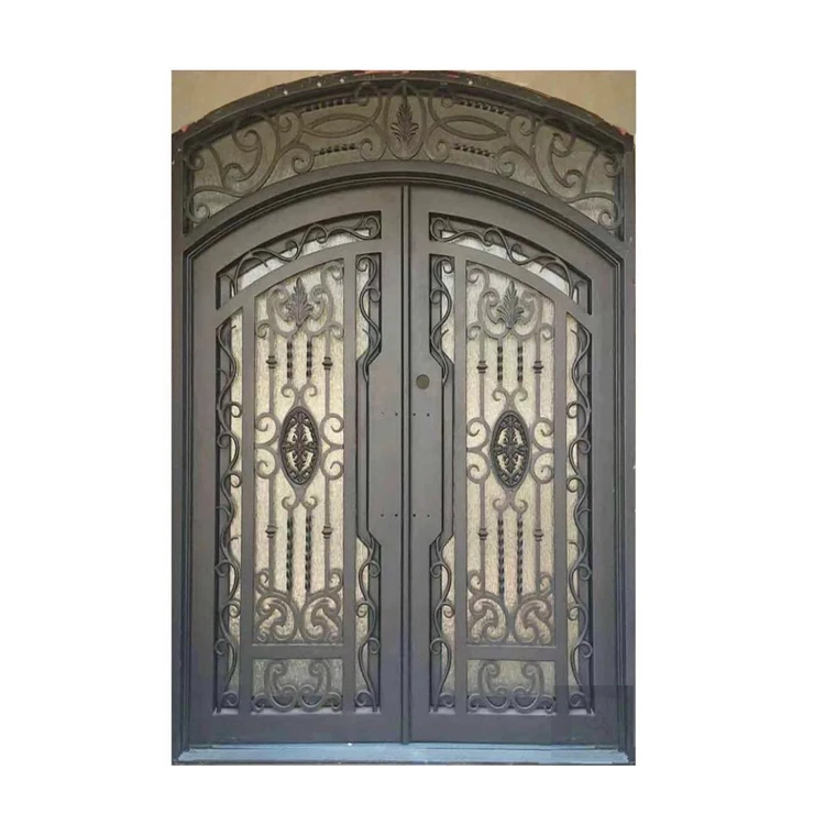 Professional Simple American Steel Double Front Door Wrought Iron ...