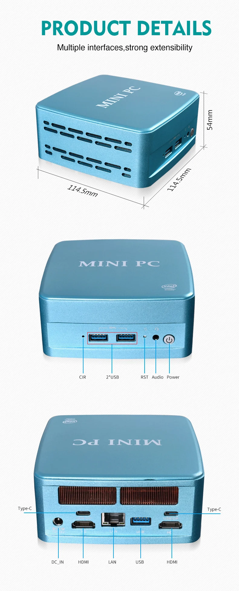 Intel 13th 12th Gen Core I3 I5 I7 Desktop Mini PC Dual Lan 2*DDR5 16GB ...