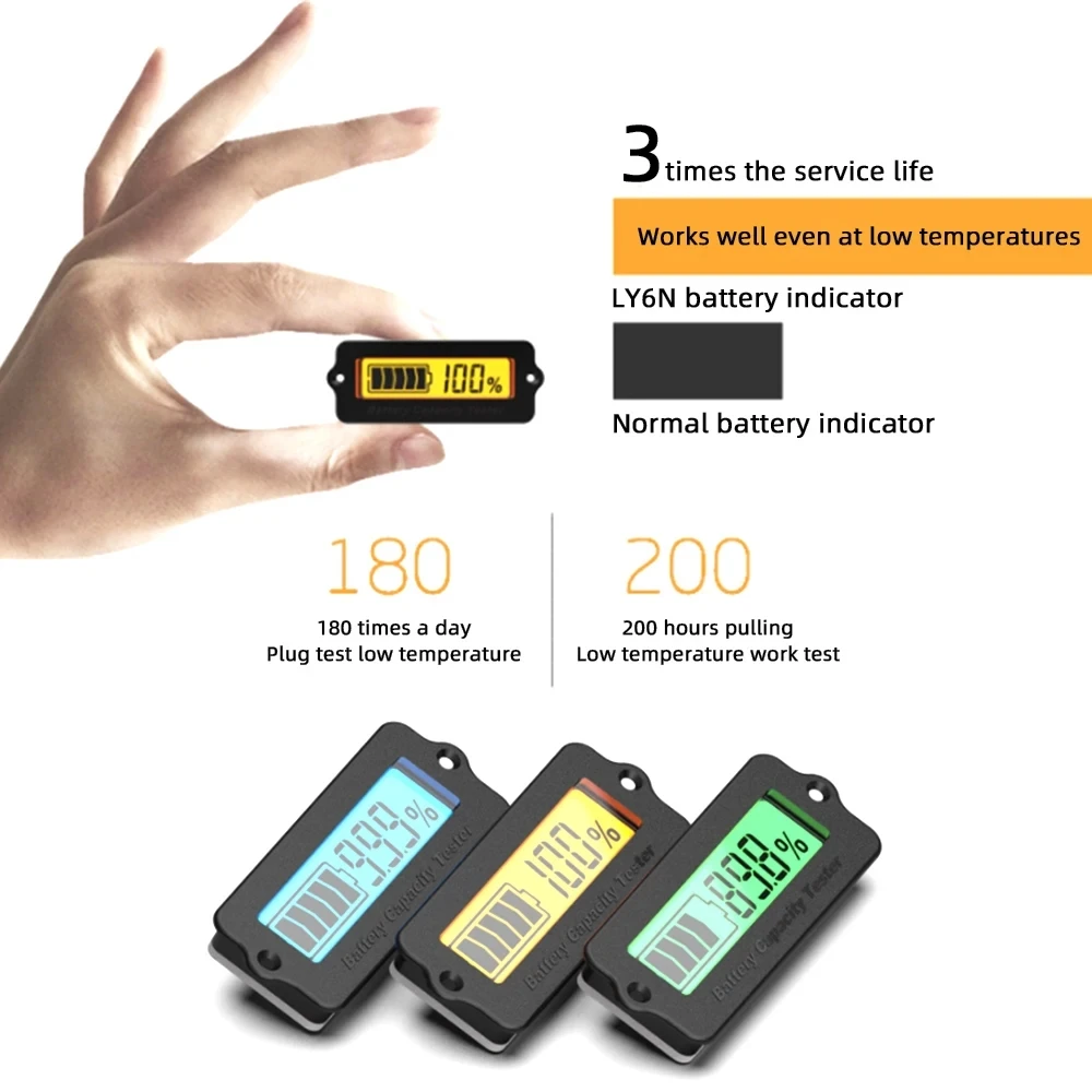 Blue Green 12V LY6W Acid Battery Capacity Indicator LCD Digit Display ...