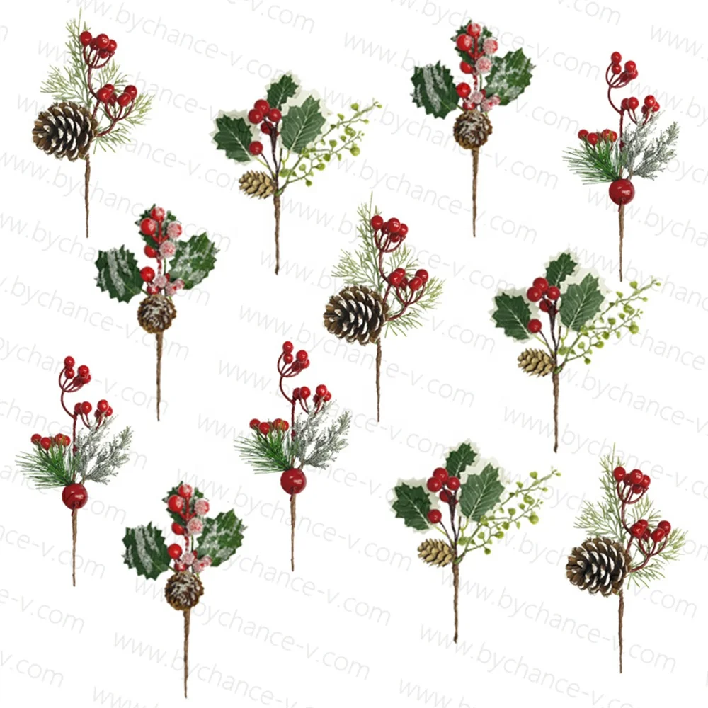 Christmas Floral Arrangement Supplies Holly Berry Fruit Pine Cone Twigs ...