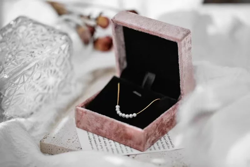 Pink Retro High-grade Jewelry Storage Box Ring Necklace Pendant Jewelry ...