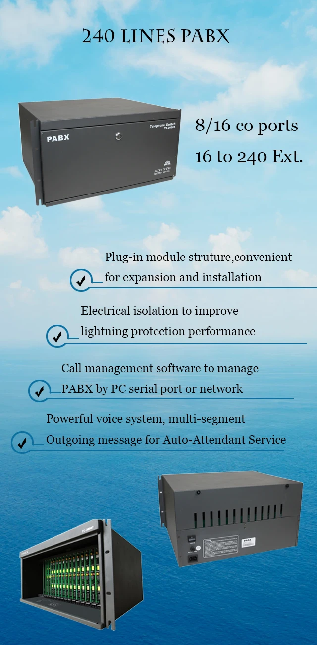 PABX Large Capacity - over 200 Extensions for Efficient Communication