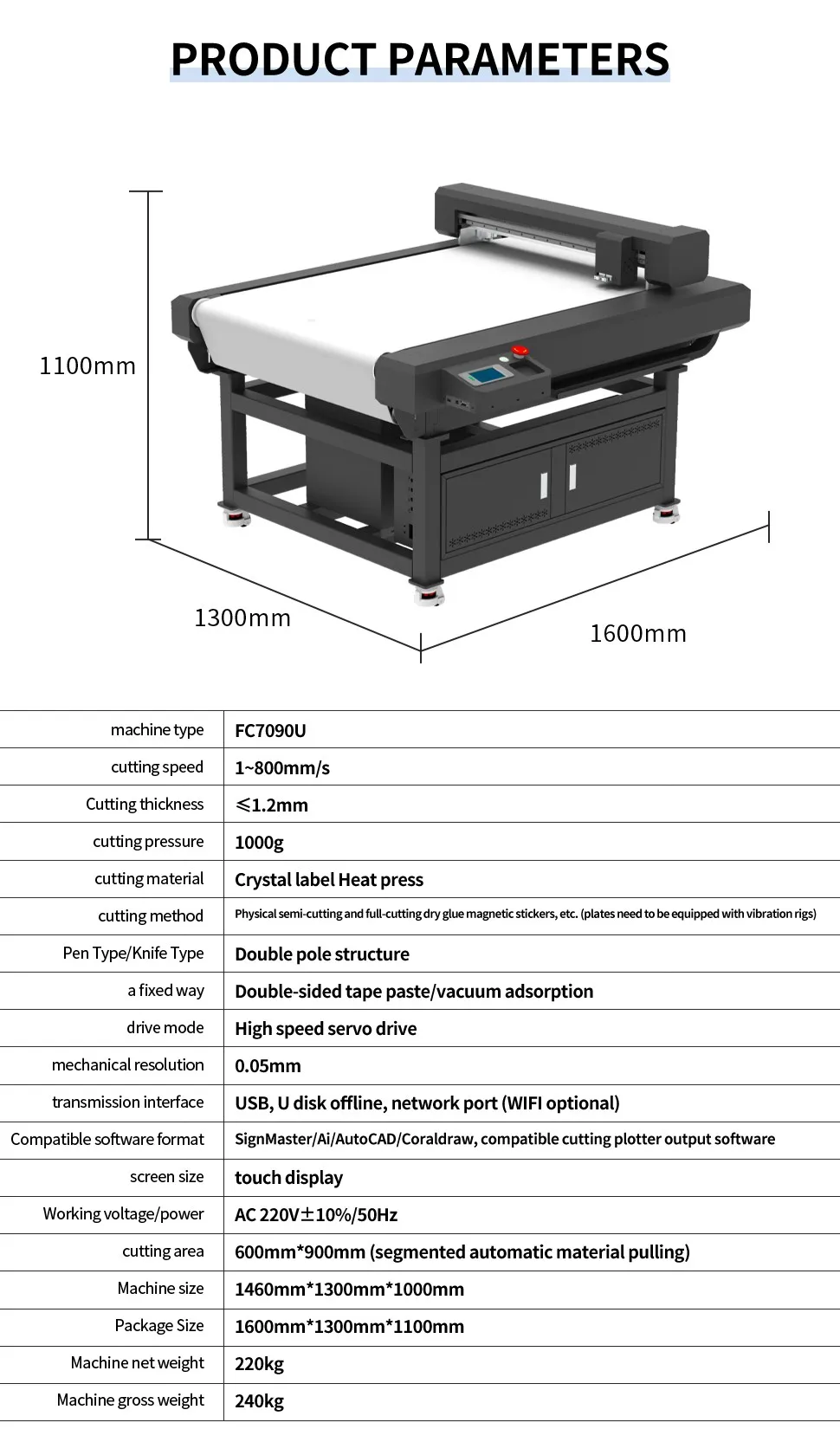 Teneth Smart Cardboard Flatbed Cutting Machine with CAD