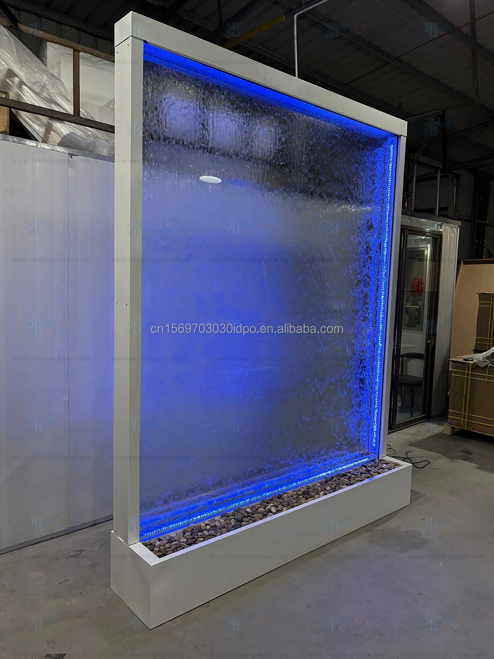 Modern Indoor Office Laser-Cut Glass Waterfall Divider Floor-standing ...