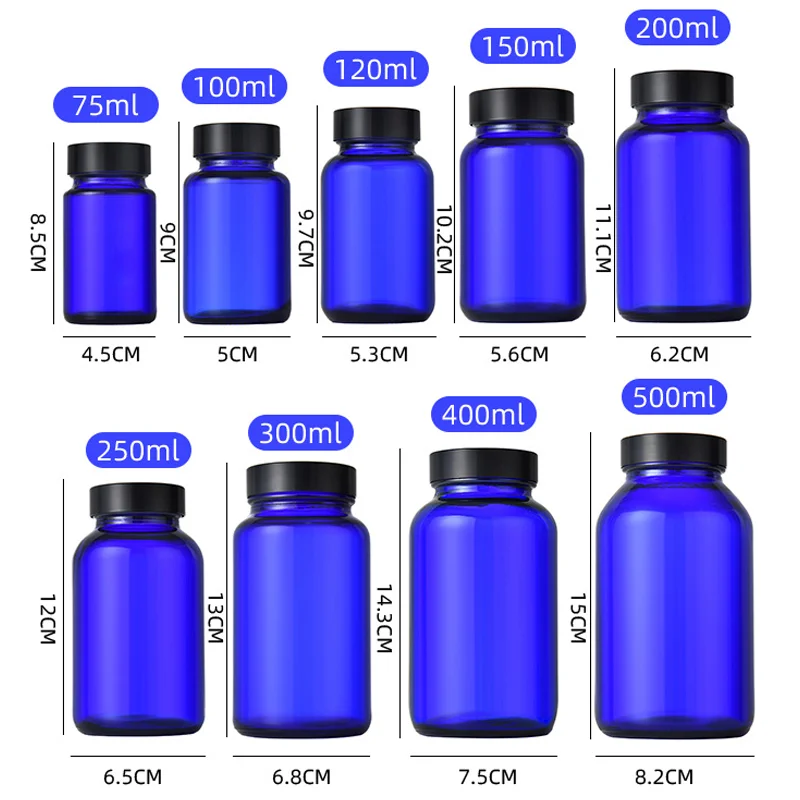 100ml Clear Supplement Vitamin Bottle - Customizable Glass