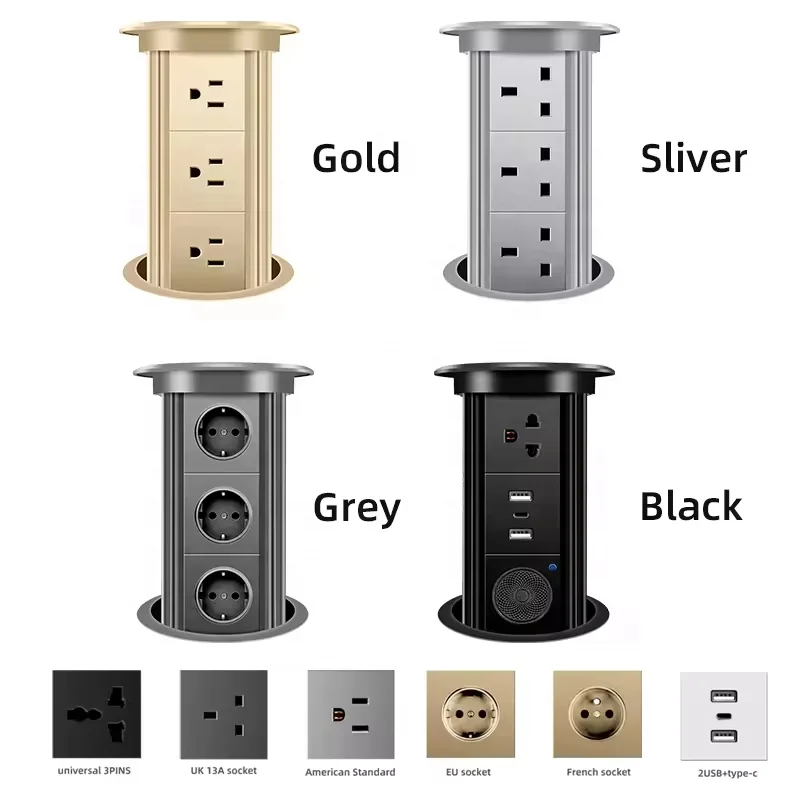 Motorized Pop up Lifting Tower Socket - Universal Power Outlet
