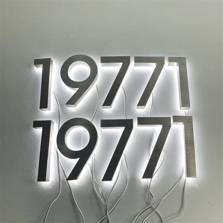 Modern Backlit Stainless Steel LED House Numbers with Remote Control ...