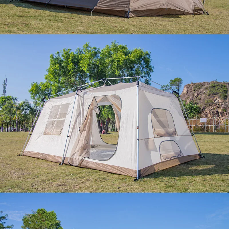 Double Layer Waterproof Portable Glamping Tent with 2 Doors and 2 Rooms ...