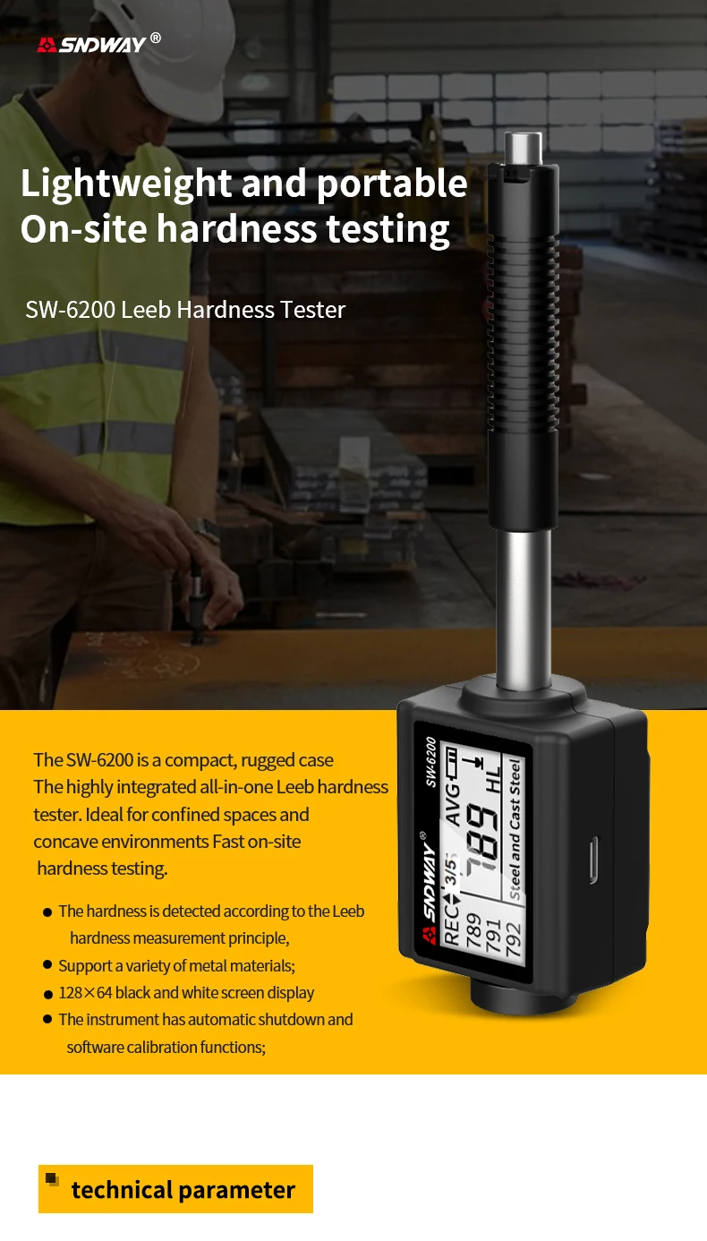 Sndway Sw-6200 Digital Hardness Tester For Metal - Oem | Wholesale