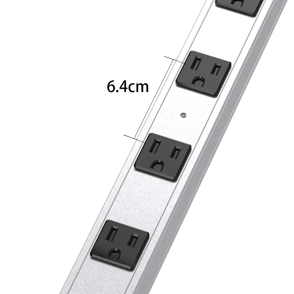 Aluminum Power Strip With 12 Verticcal Outlets Power Bar With 6 Ft ...