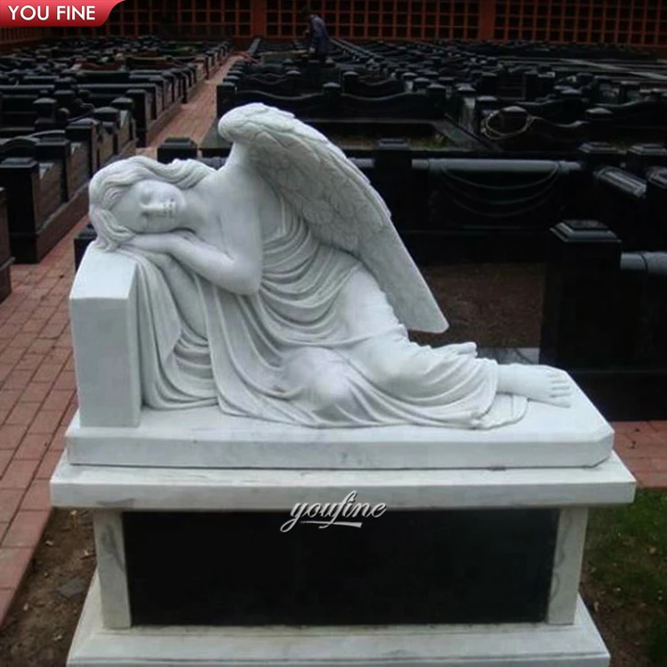 Outdoor Hand Carved Stone Natural Marble Crying Angel Engraving ...
