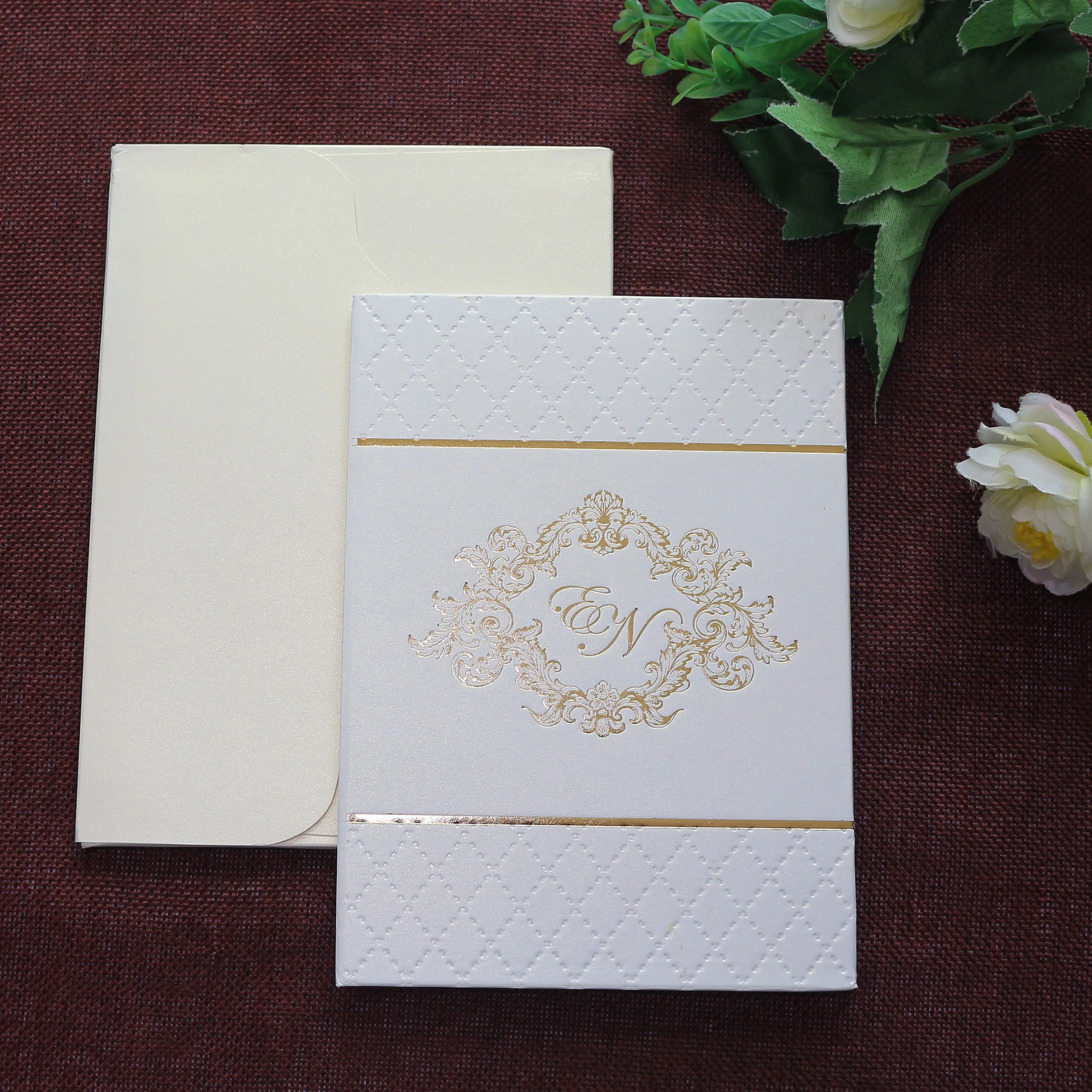 Personalized Embossing Logo White And Gold Foil Luxury Paper Hardcover ...