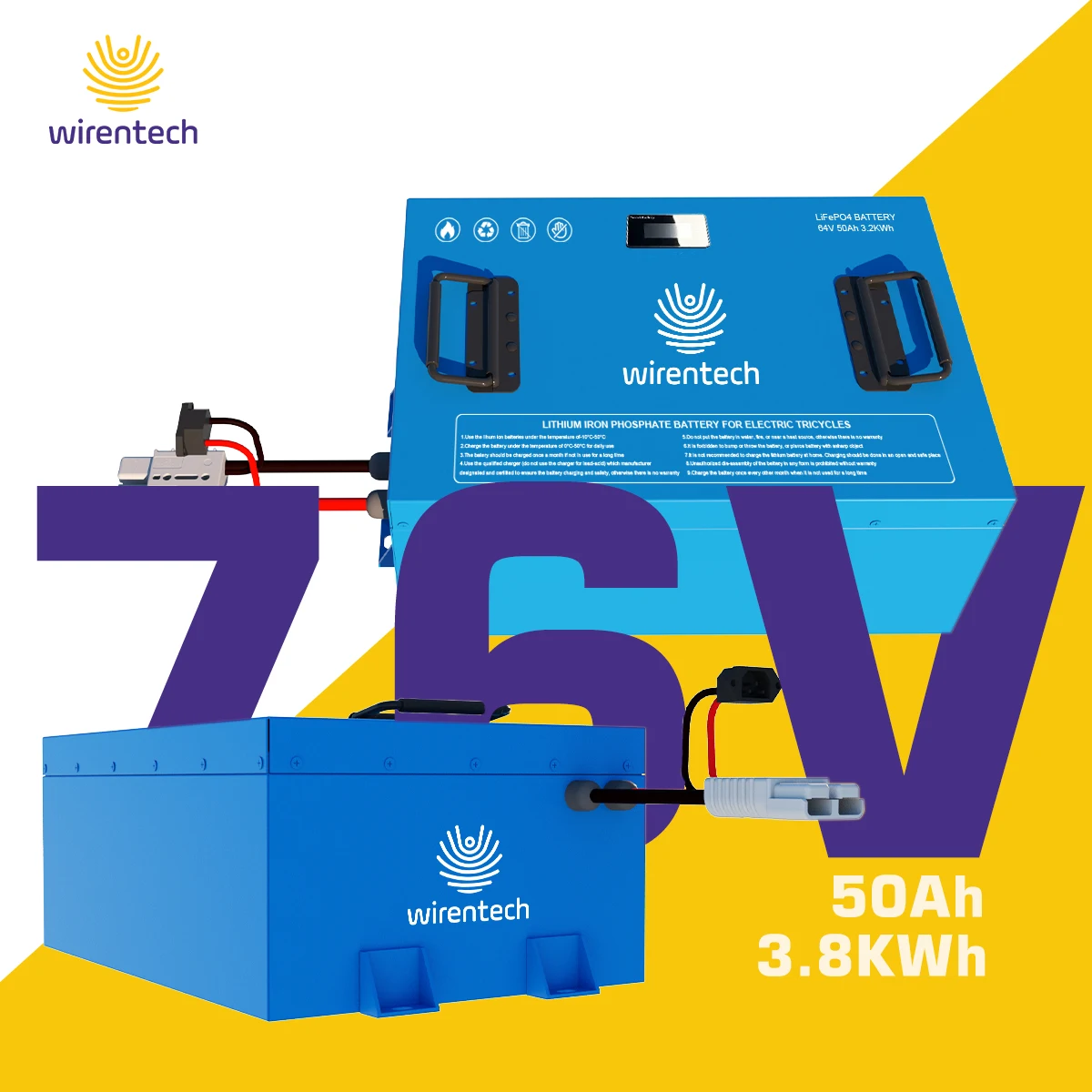 60v 76v 72v 50ah Tricycle Electric Bike 3 Wheel Battery Batterie ...