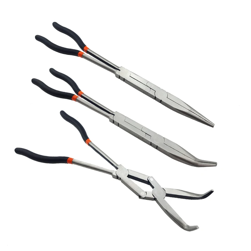 Professional Advanced Bent Long Reach Needle Nose Pliers Double Joint ...