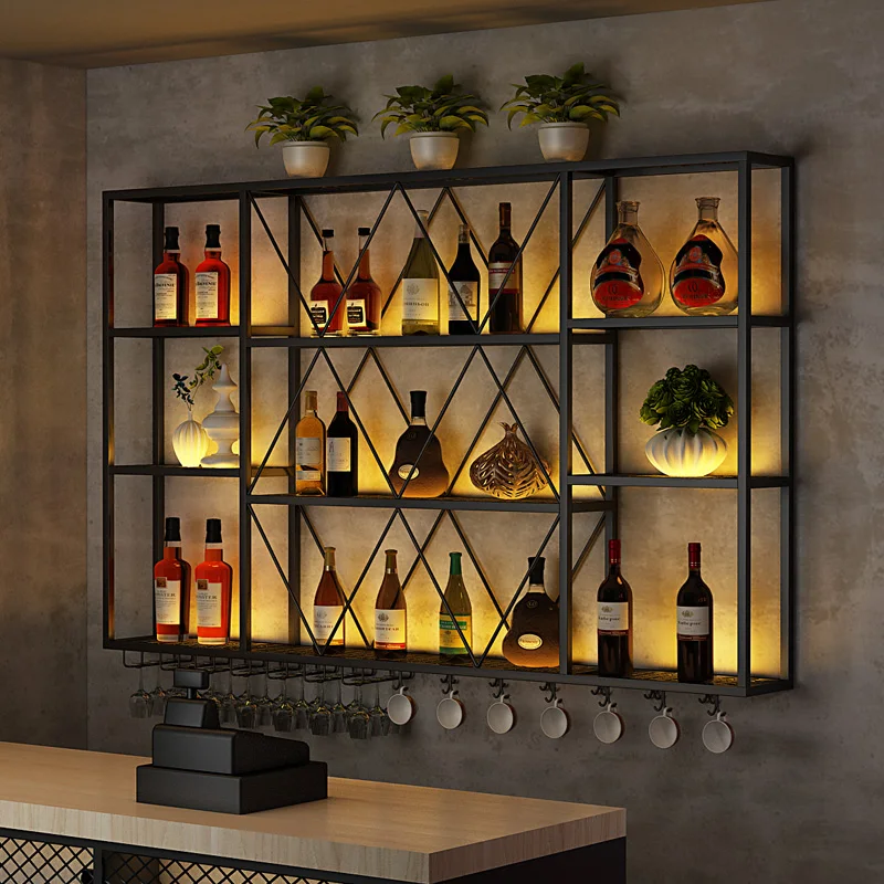 Customizable home wall-mounted storage racks bar furniture wine bottle ...