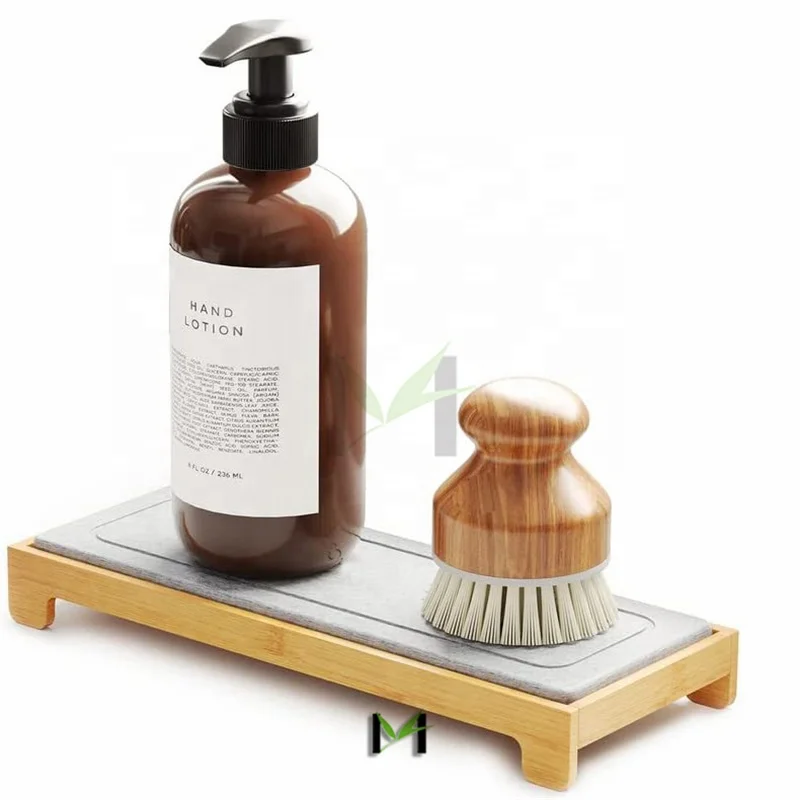 Bamboo Bathroom Sink Fast Drying Stone Sink Caddy Drying Rack Accessory ...