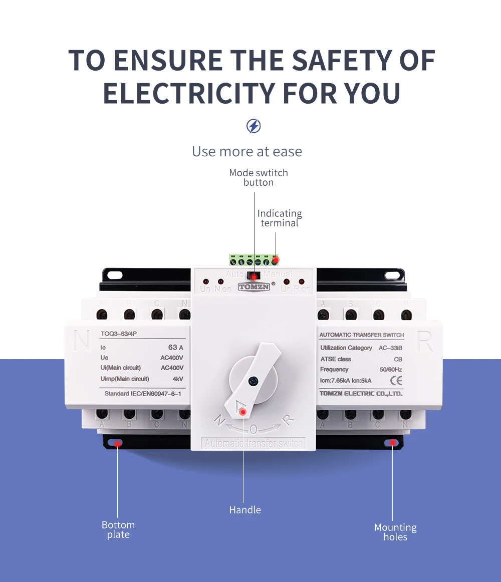4p 63a 380v Mcb Type Dual Power Automatic Transfer Switch Ats - Buy Mcb ...