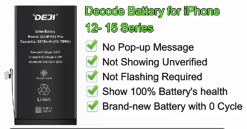 DEJI Upgrade 100% Health Battery for iPhone 13 Pro Max - Reliable Li ...