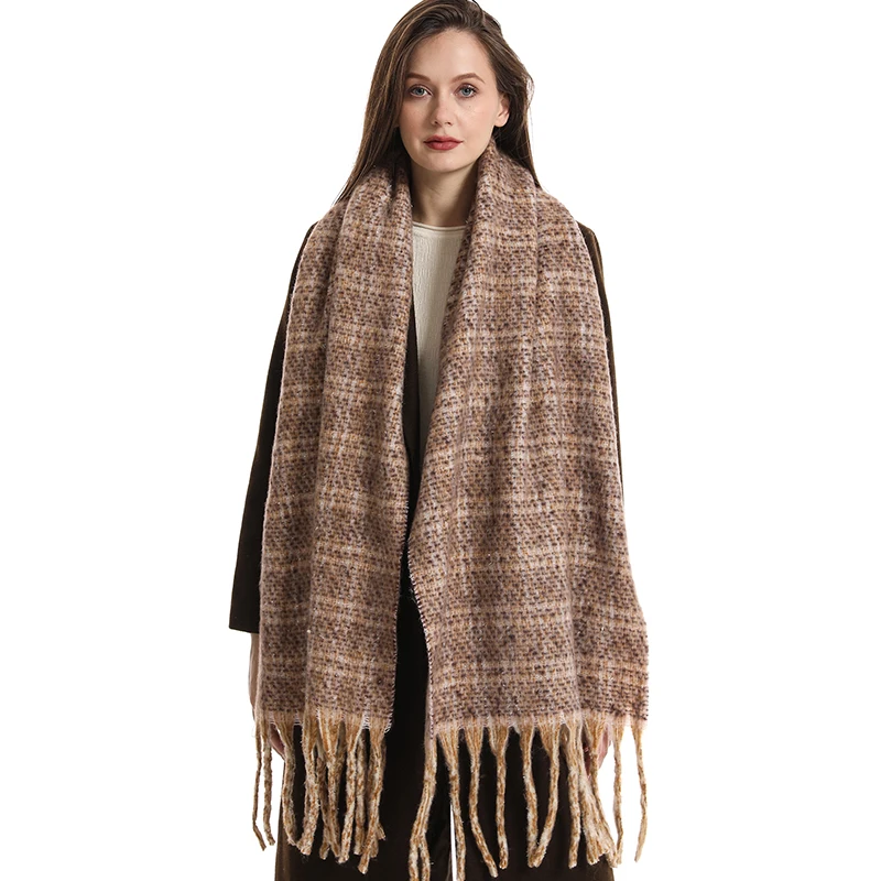 Wholesale Large Extra Long Shawl Soft Plaid Acrylic Knitted Shawl ...