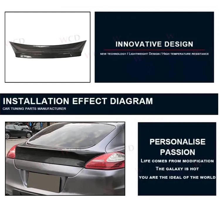 Carbon Fiber Rear Wing Spoiler for Porsche Panamera 970.1 Upgrades V ...