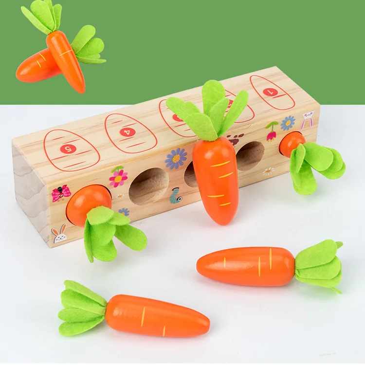 Montessori Learning Numbers Kids Carrots Matching Wooden Memory ...