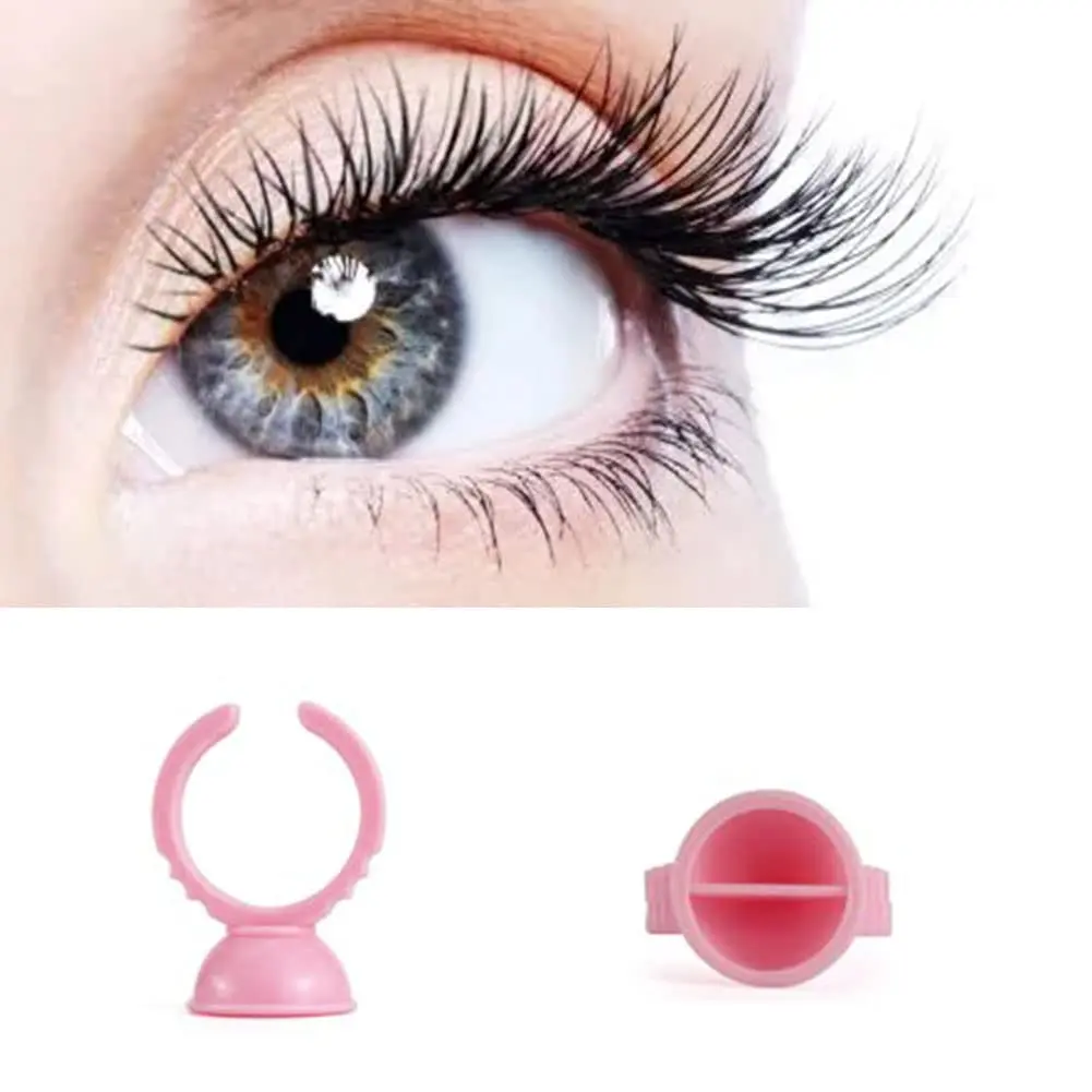 100pcs Disposable Pink Eyelash Glue Ring Graft Lashes Glue Holder ...