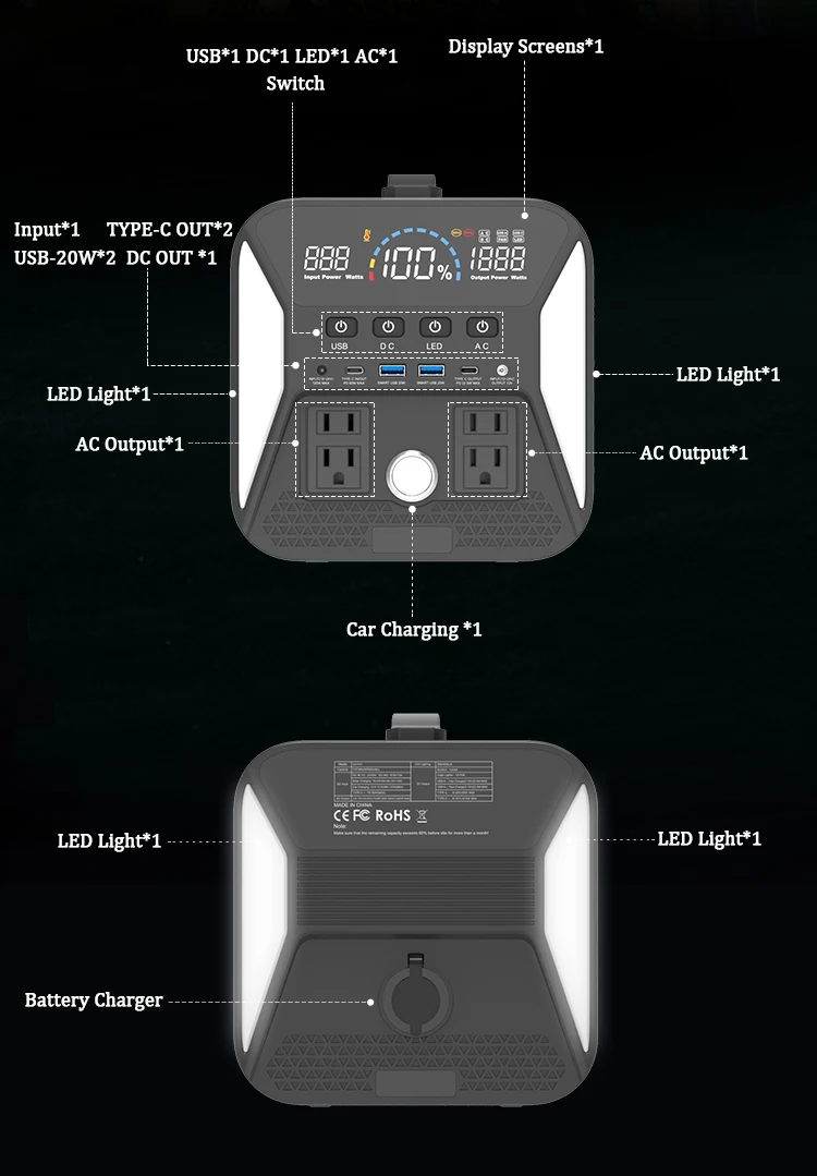 Outdoor 1000w Portable Solar Generator And Panels Power Station With ...