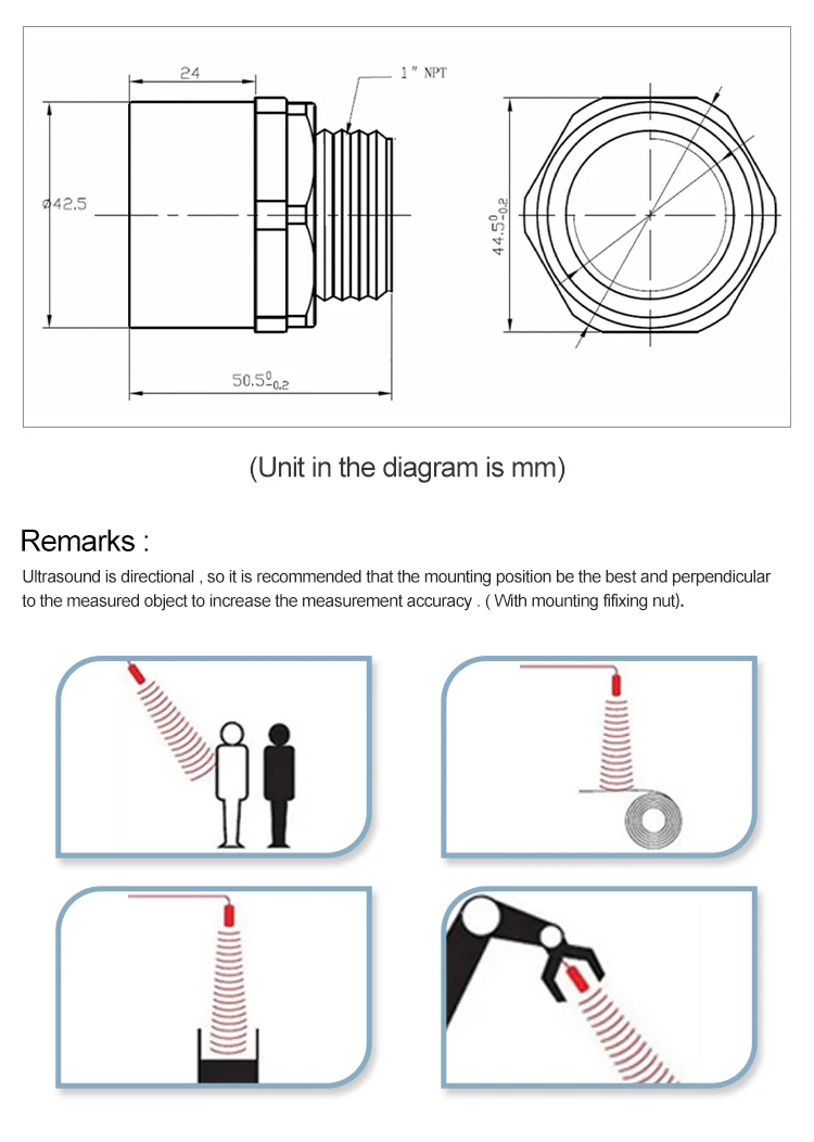 Piezoelectric Ultrasonic Transducer 50 Khz - Buy Waterproof Ultrasonic ...