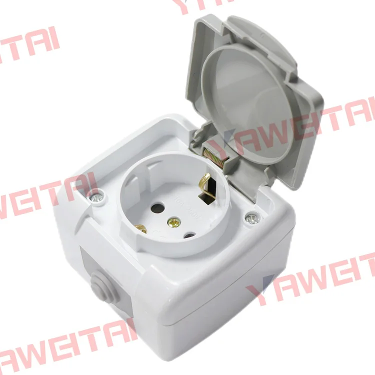 2P+E IP54 Surface Type 1 Gang Schuko Socket - Waterproof China Sockets ...