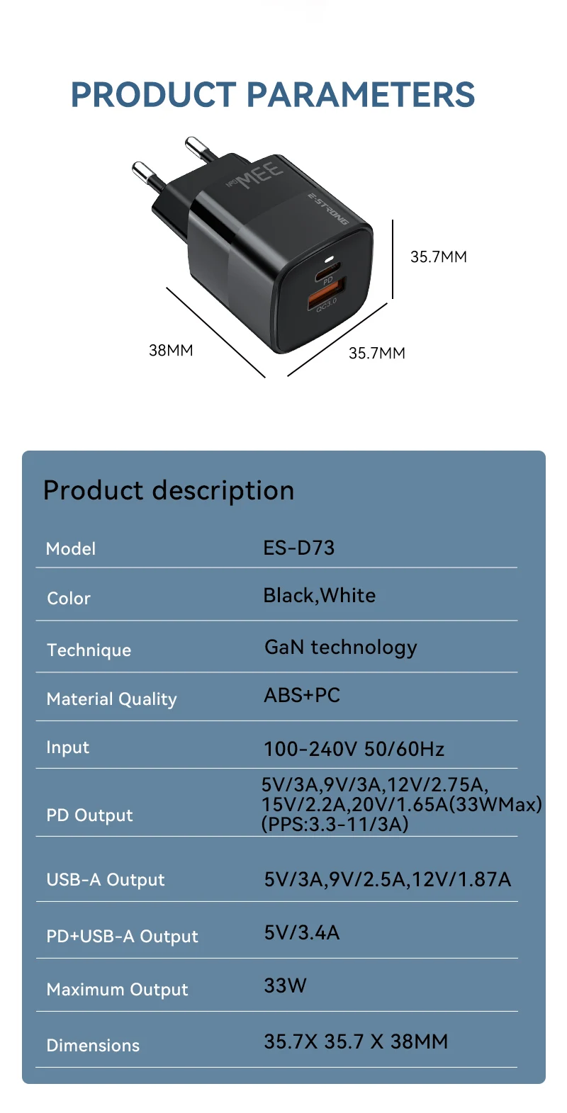 新款gan充电器pd33w双端口电源适配器快速充电苹果三星 - Buy Gan 33w手机充电器pd3.0超级充电usb充电qc3.0,Pd3 ...