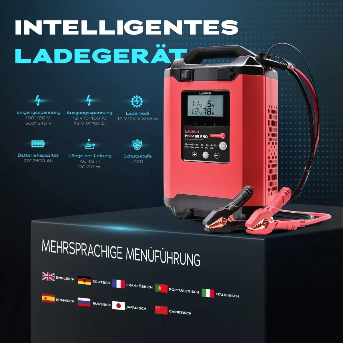 Launch PFP-100 Pro Battery Charger - Intelligent Charging