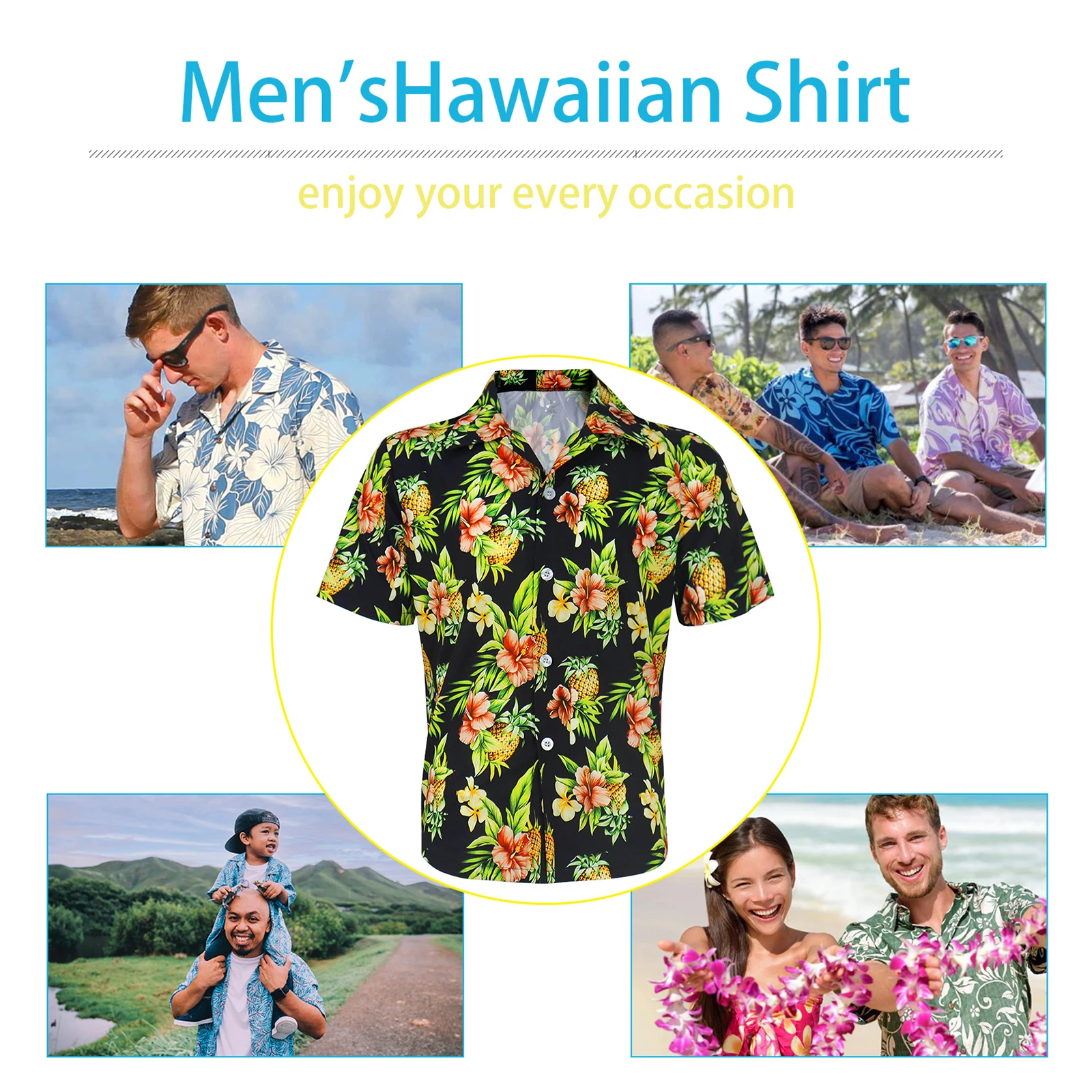Custom Sublimated 4 Way Stretch Button Down Aloha Shirt Shorts Casual ...