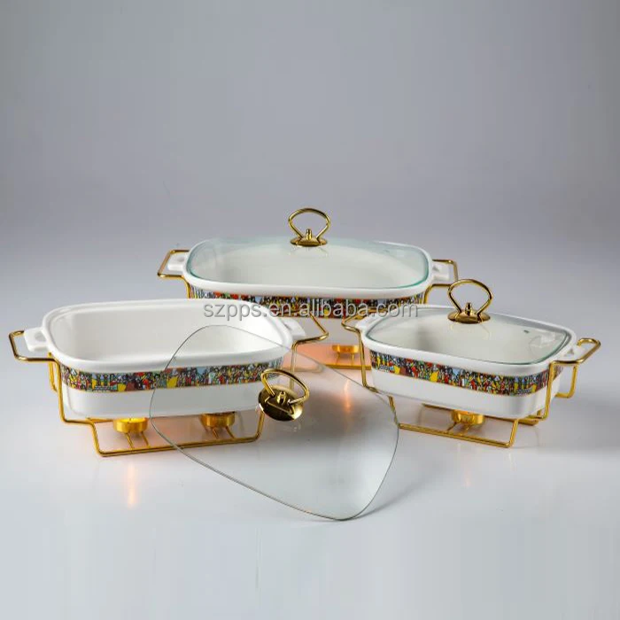 Ceramic Chafing Dish Buffet Dishes - Food Warmer Set