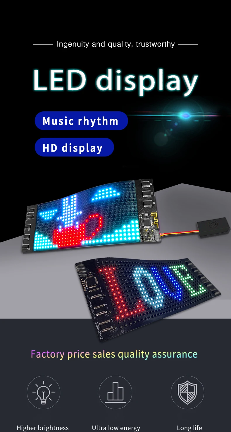 Programmable Mini LED Sign RGB Full Color Led Panel APP Hats Shoes Bags ...