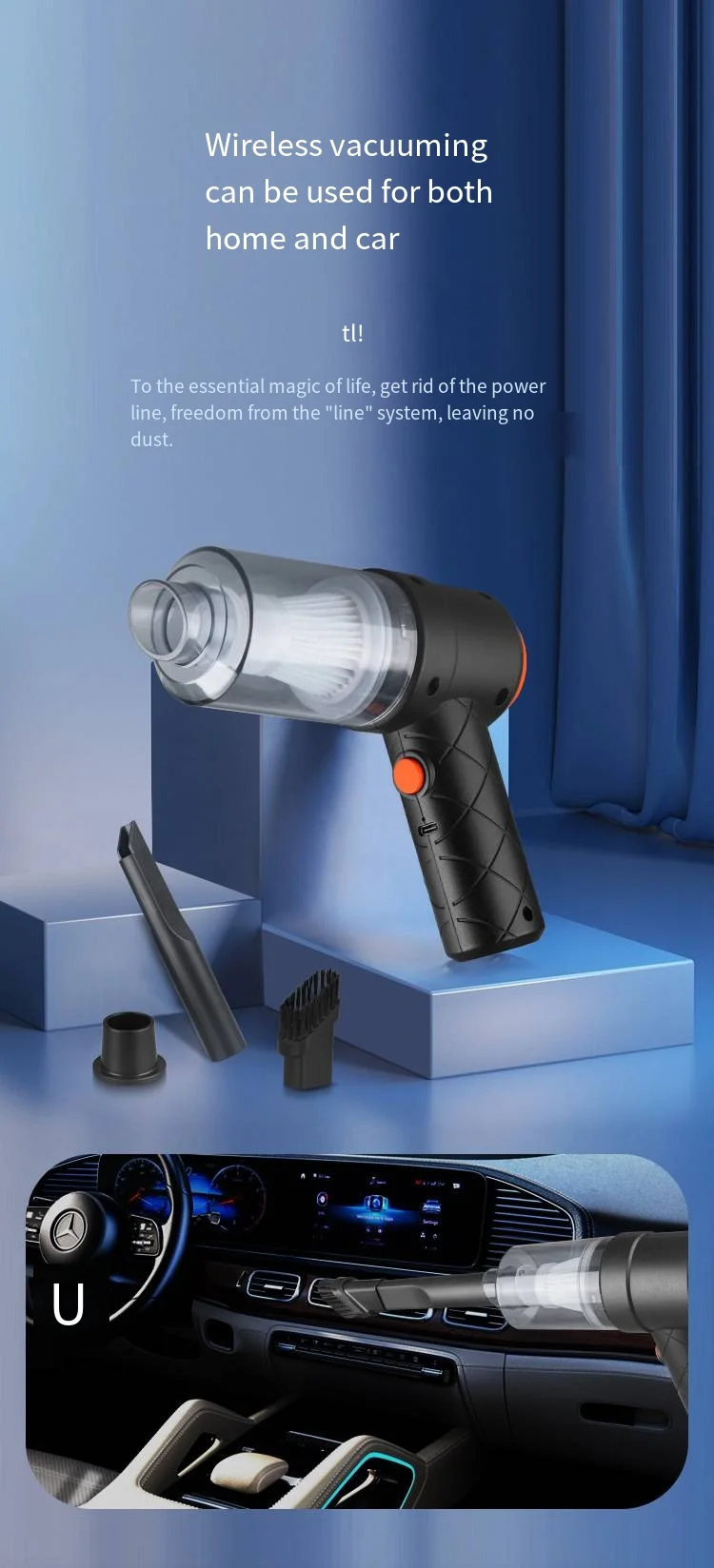 Handheld Blowing and Suction Integrated Car Vacuum Cleaner