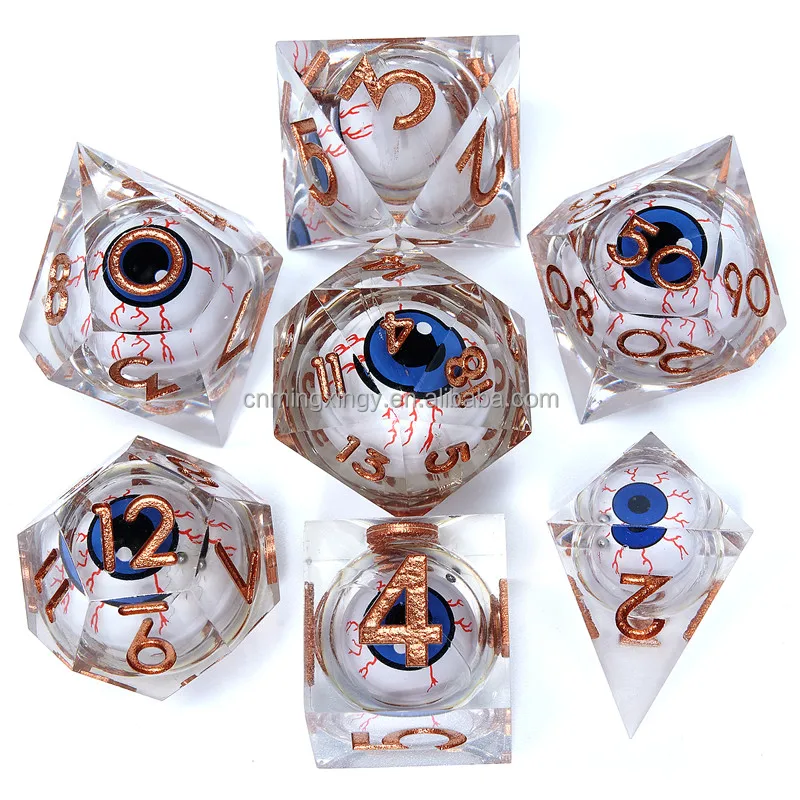 New Liquid Core Dice Set DND Polygonal Resin Dice Rolling RPG Dungeon Board Game Role Playing ...