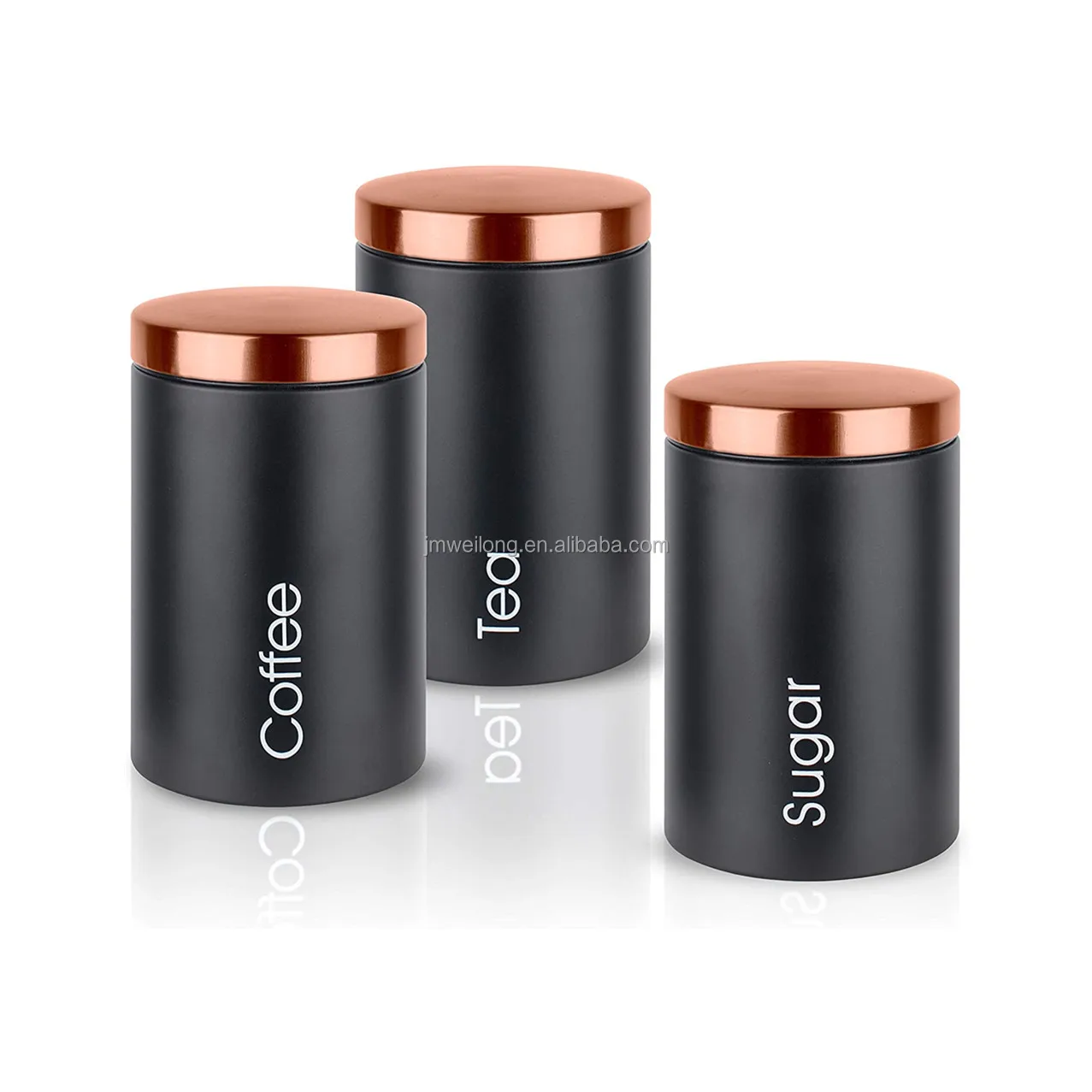 Metal Kitchen Storage Canisters Tin Set Tea Sugar Coffee Jar Home ...