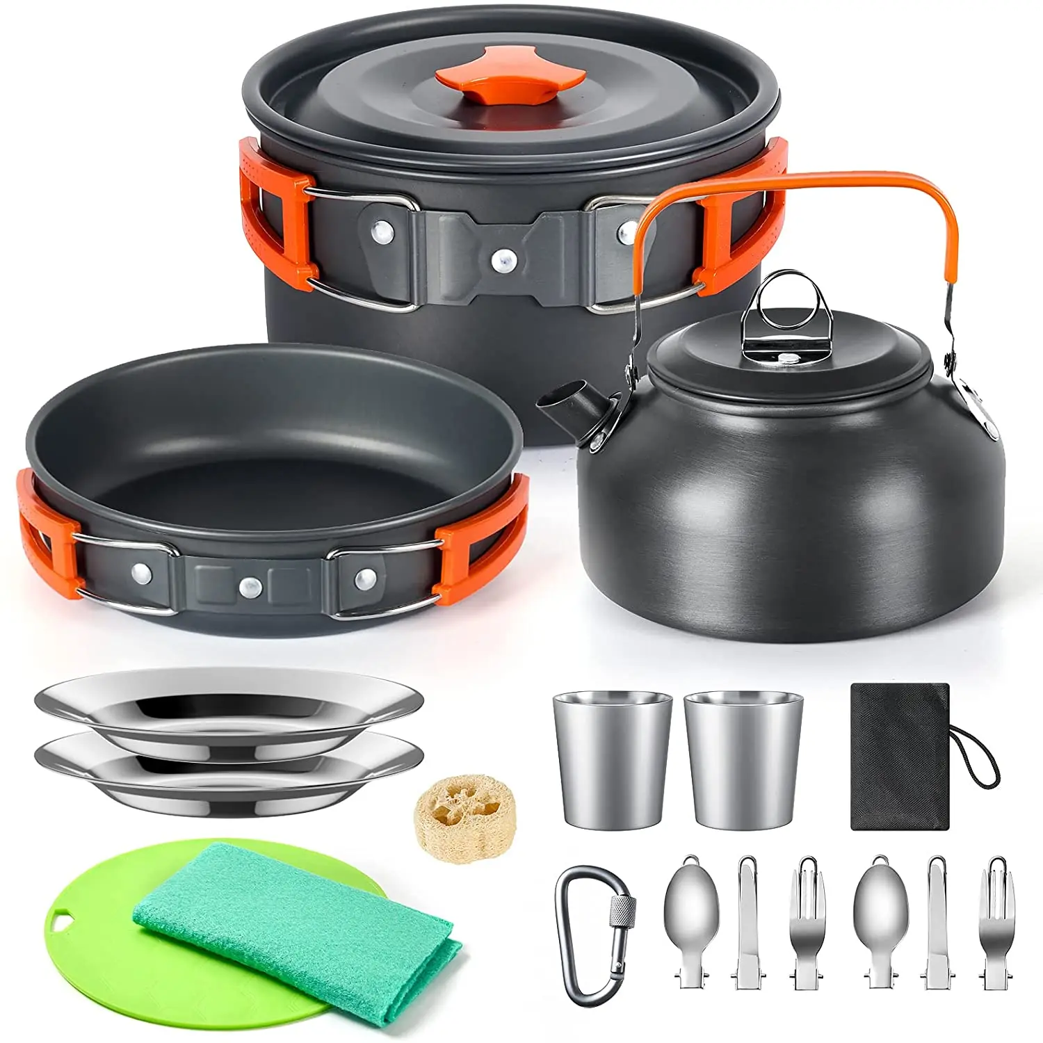 Non-stick Camping Cookware Mess Kit Aluminium Camping Cooking Set ...